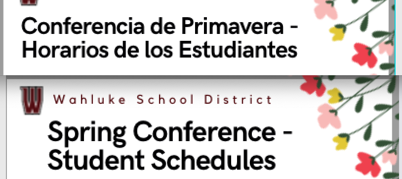 Student Schedules for Spring Conferences 2022 | Wahluke School District